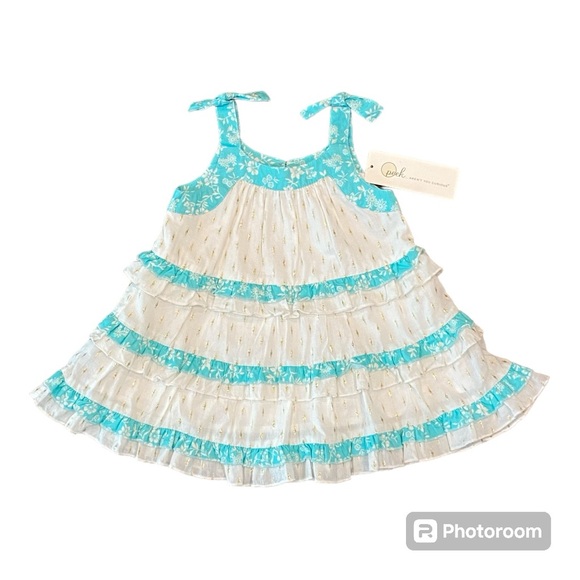 Peek | Dresses | Peek White Gold And Aqua Dress | Poshmark